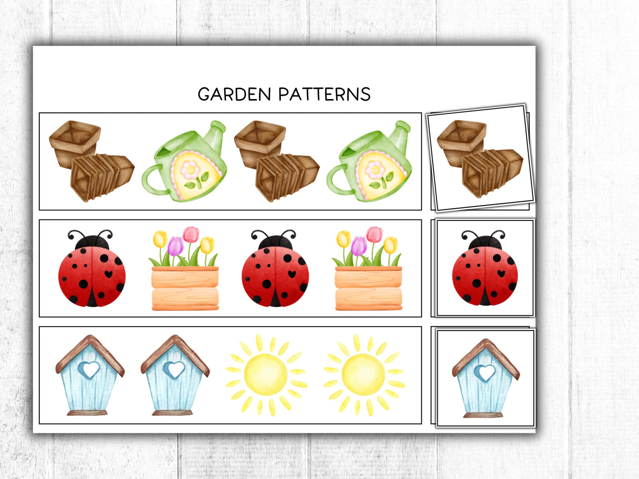 Garden Patterns, Preschool Worksheets, Printable Activity, Cut and ...