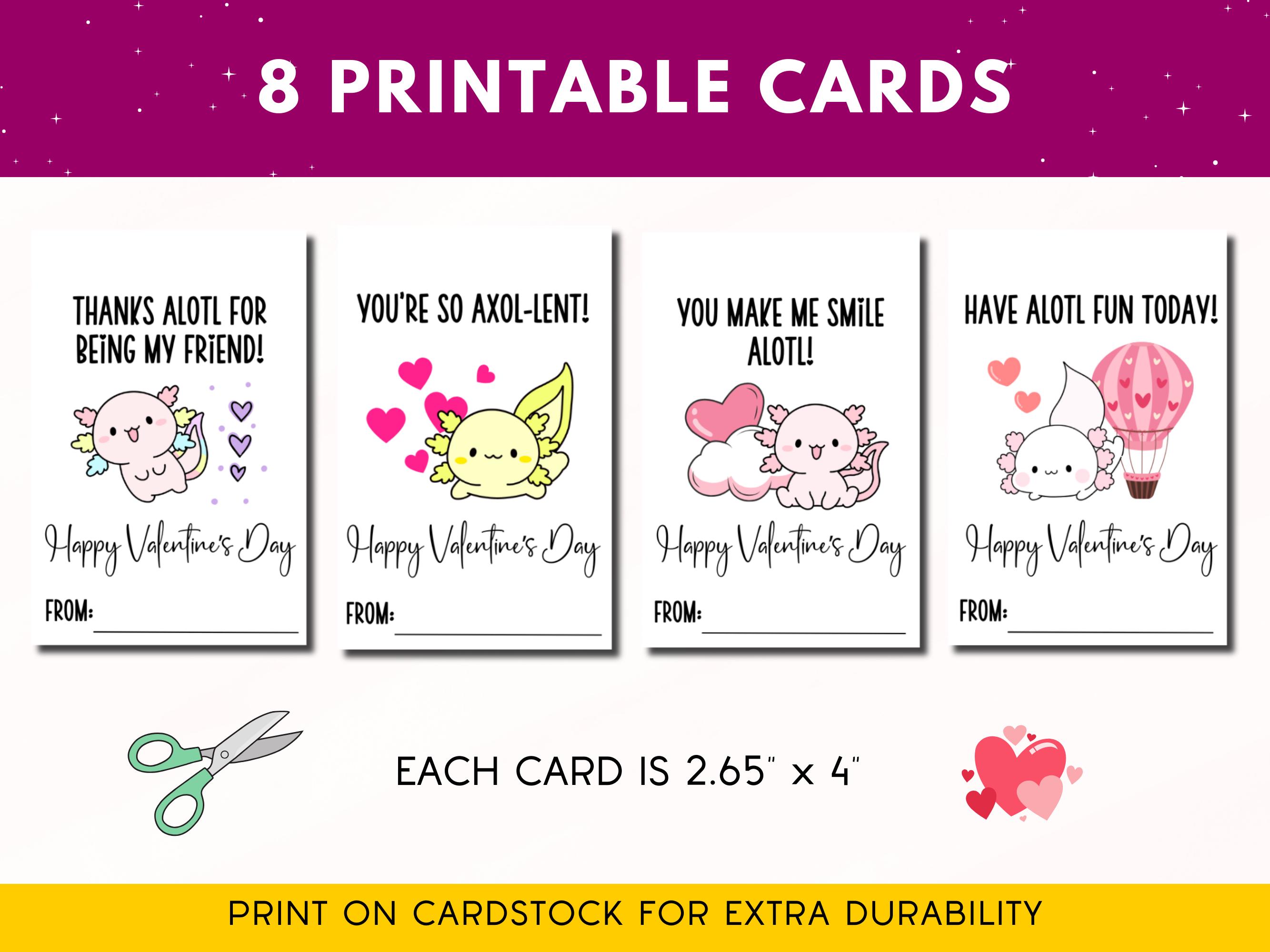 Axolotl Valentine's Day Cards, Classroom Exchange, Kids Party ...
