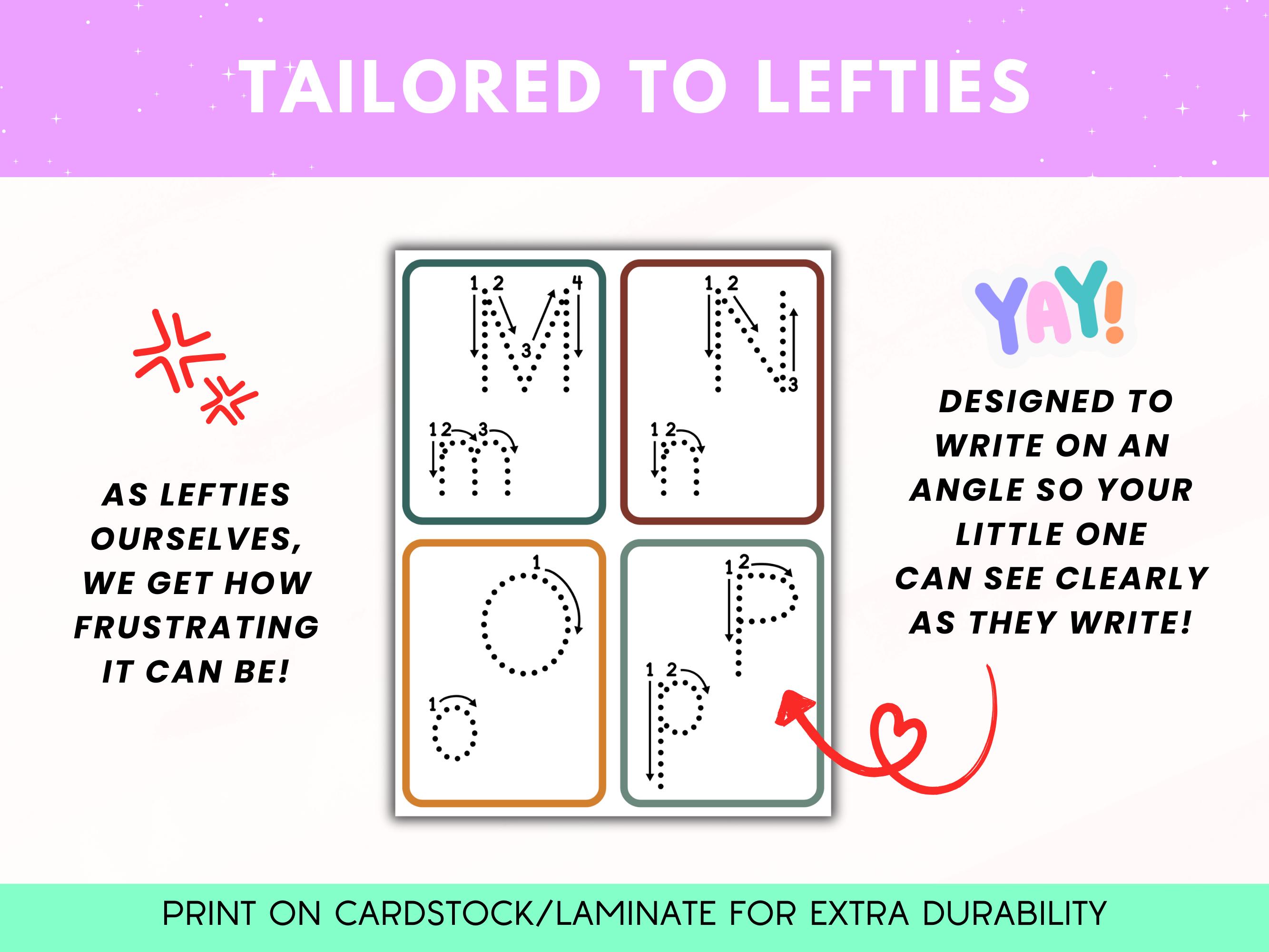 Left-handed Letter Formation Traceable Alphabet ABC Cards Preschool ...