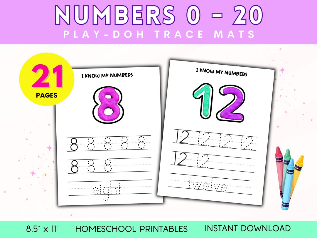 Number Tracing Worksheet, Numbers 0-20 Large Trace Pages, Preschool ...