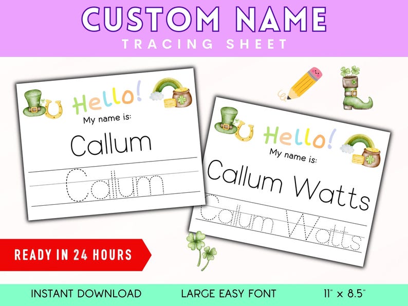 Printable Name Tracing for Handwriting Practice, Personalized Name ...