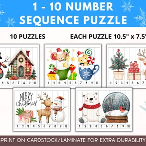 Christmas Number Puzzle Printable Holiday Preschool Counting Games ...