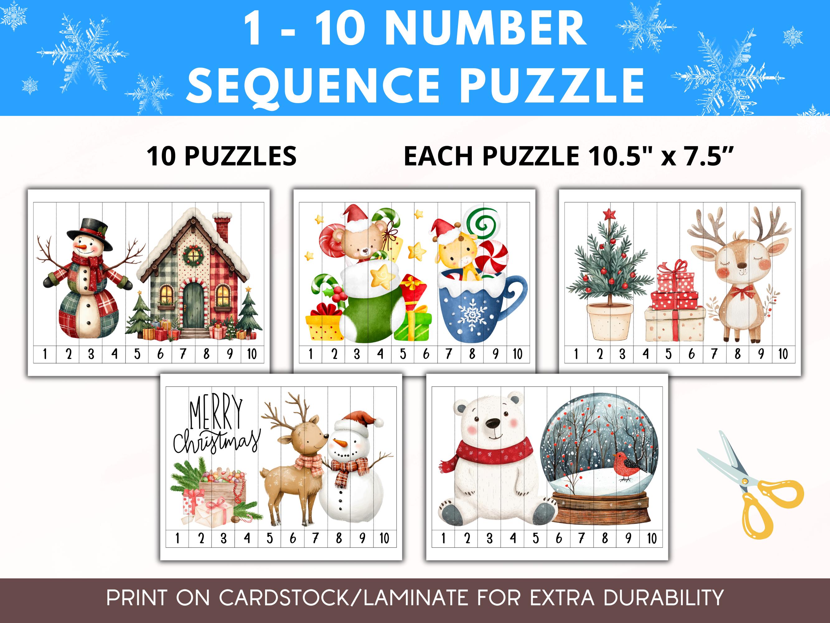 Christmas Number Puzzle Printable Holiday Preschool Counting Games ...