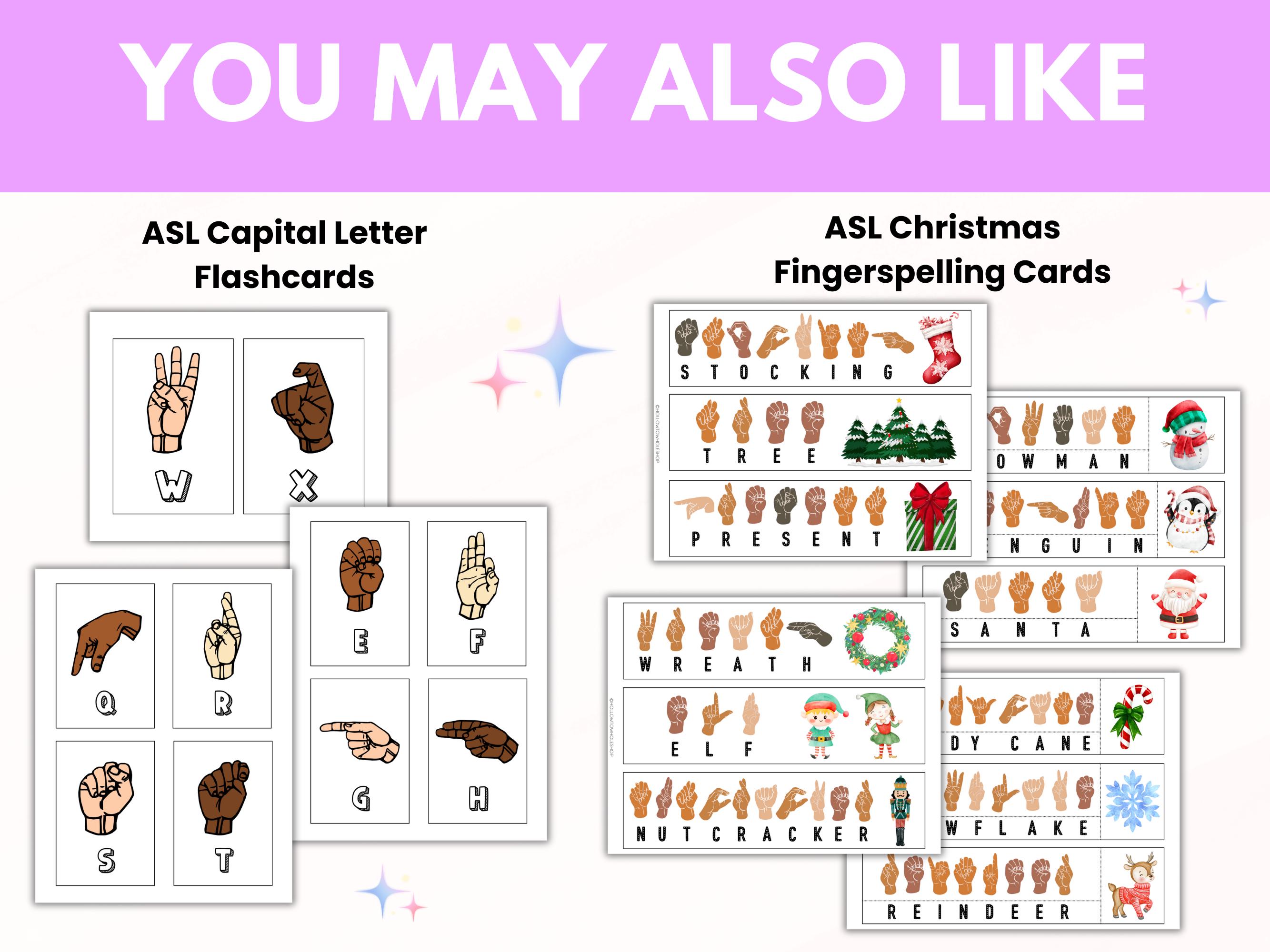 ASL Alphabet Printable, Sign Language Flash Cards, Fingerspelling for ...