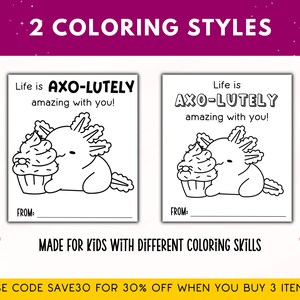 Axolotl Coloring Pages, Axolotl Valentine's Day Cards, Printable ...