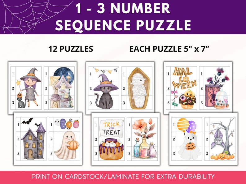 Preschool Number Puzzle Number Sequence Puzzle Count to 5 Halloween ...