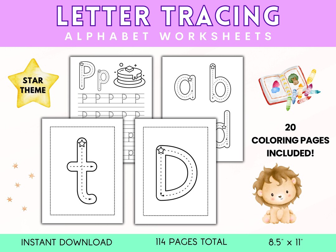 Preschool Letter Tracing Worksheets, Uppercase and Lowercase Practice ...