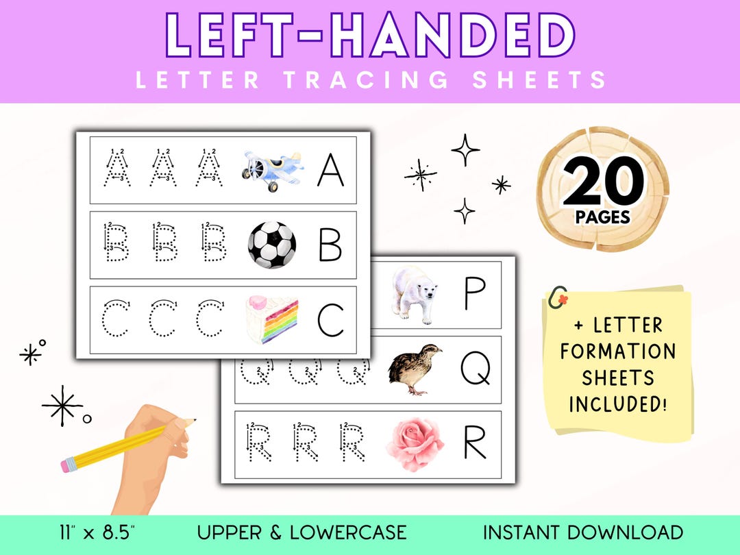 Left-handed Alphabet Tracing Cards Printable Worksheets Toddler Early ...