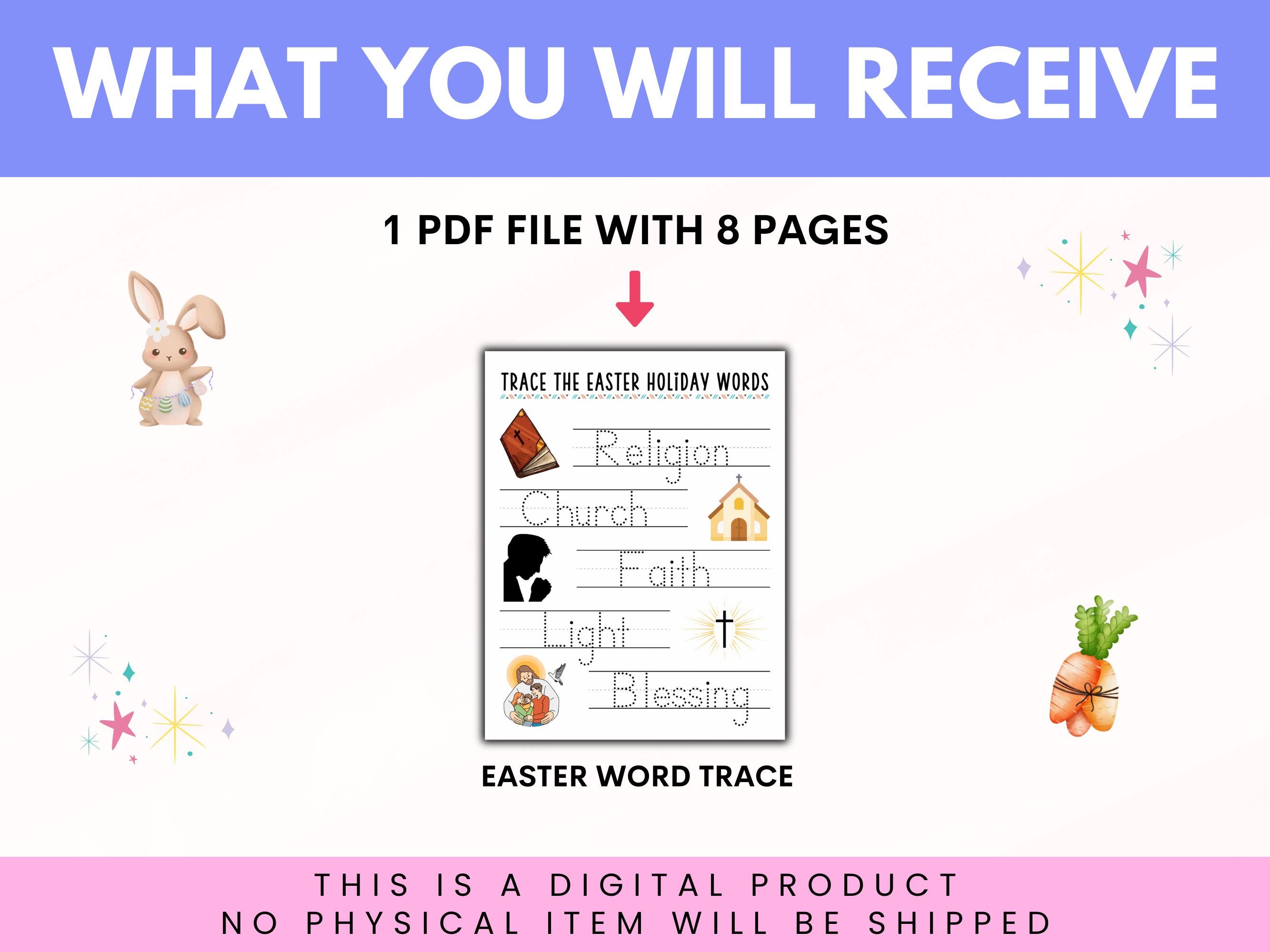 Christian Easter Word Tracing, Preschool Worksheets, Alphabet Letter ...