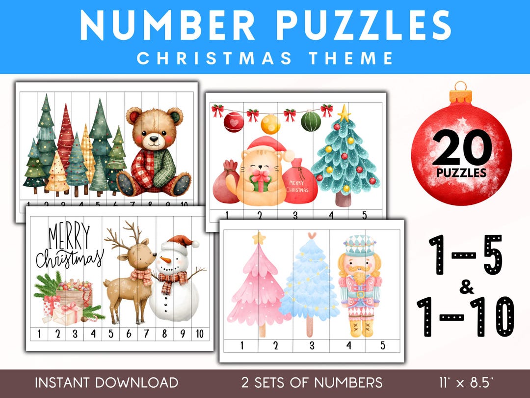 Preschool Number Puzzle Number Sequence Puzzle 1 to 10 Christmas ...