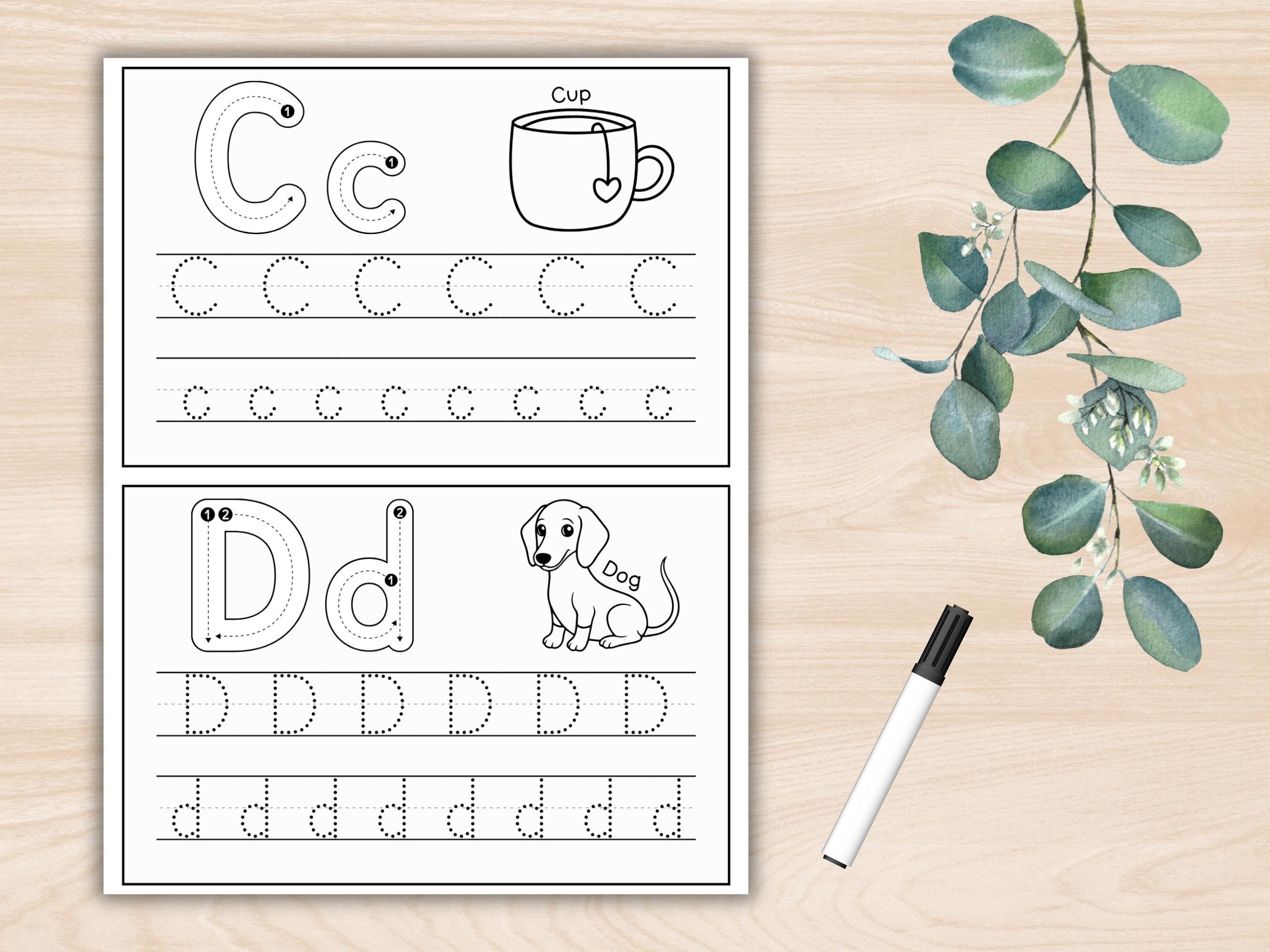 ABC Tracing Cards for Kids, Preschool Letter Recognition, Printable ...