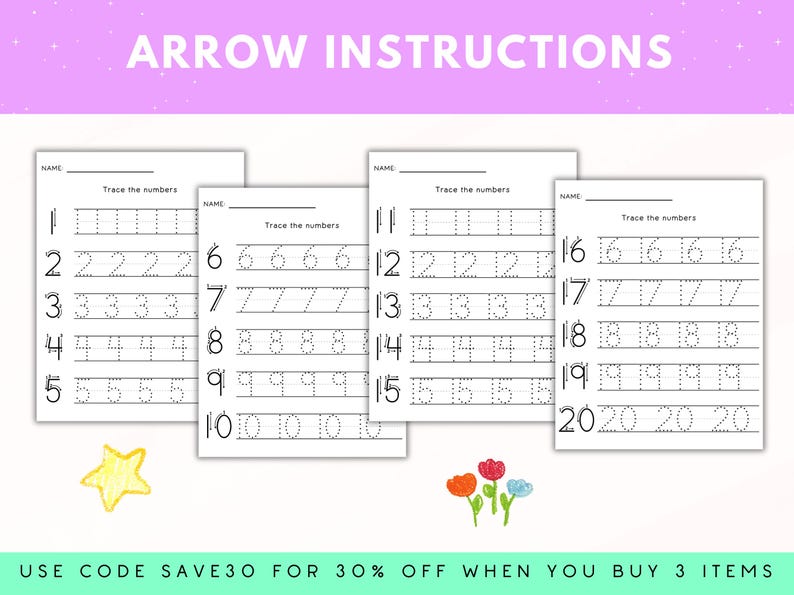 Tracing Worksheets for Preschool, Number Practice 1-20, Printable ...