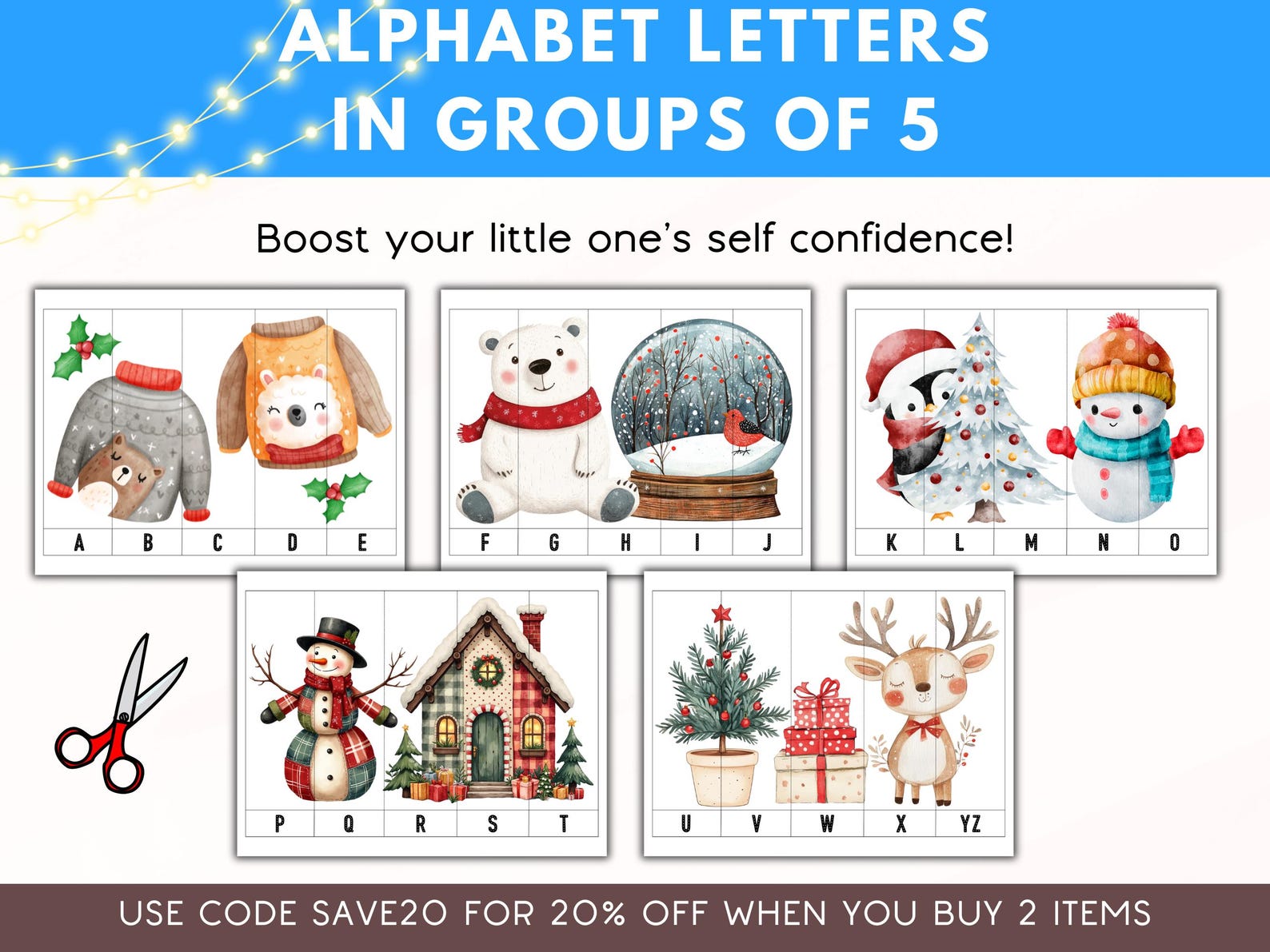 Christmas Alphabet Sequence Puzzles ABC Letter Puzzle Printable Toddler ...