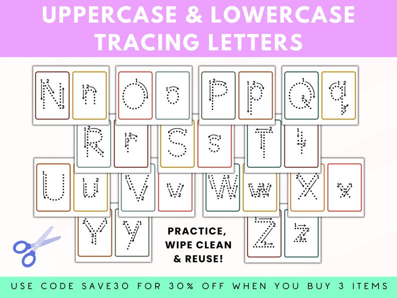 Alphabet Tracing Flash Cards, Handwriting Practice Sheets for Kids ...