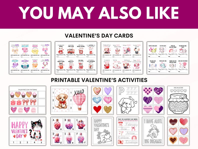 Axolotl Coloring Pages, Axolotl Valentine's Day Cards, Printable ...