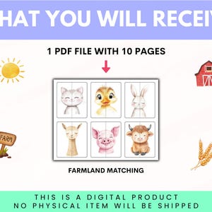 Farm Animal Matching Cards, Printable Kids Game, Preschool Learning ...