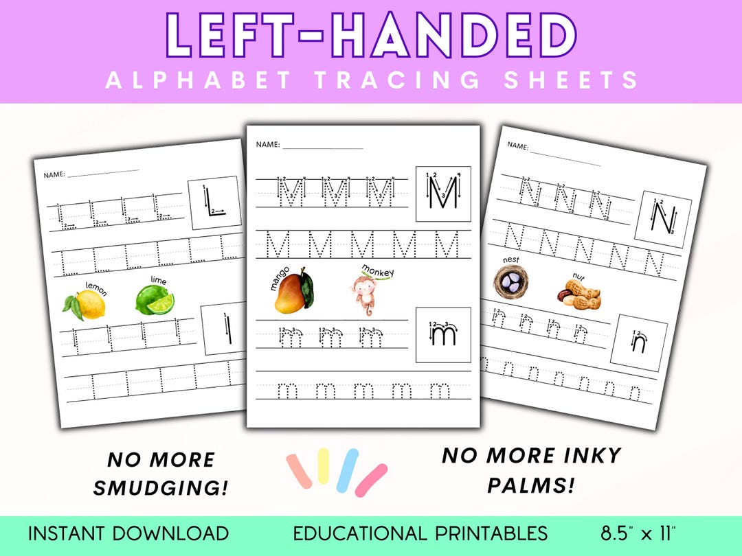 Handwriting Practice for Children, Printable Letters Tracing, Left ...