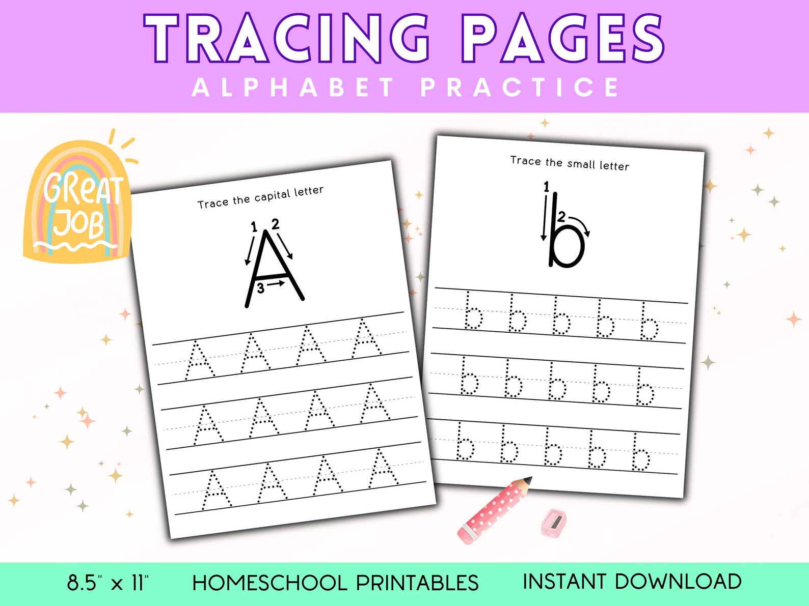 Handwriting Practice Sheets for Kids, Alphabet Tracing Workbook ...