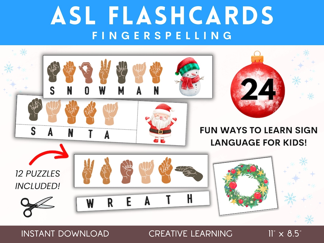 ASL Flashcards Sign Language Alphabet Puzzle Learn Sign Language ASL ...