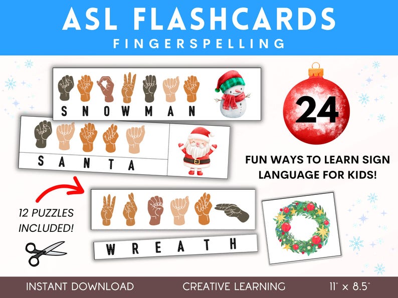 ASL Flashcards Sign Language Alphabet Puzzle Learn Sign Language ASL ...