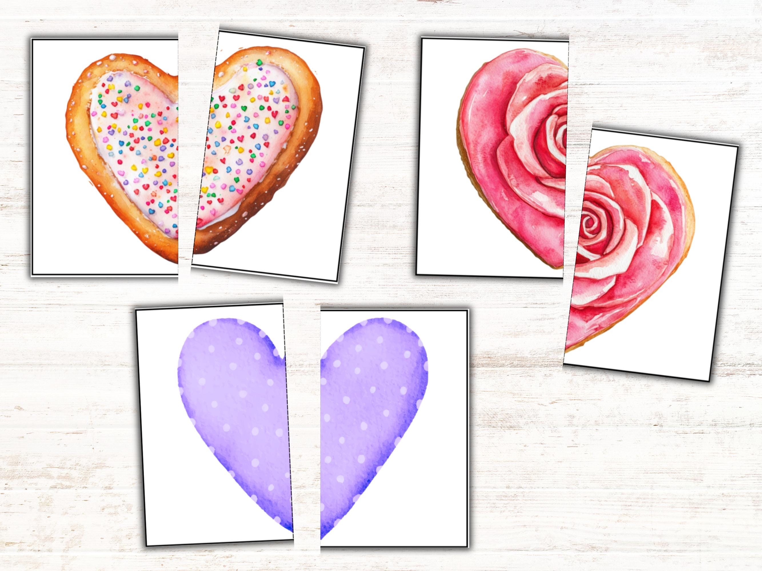 Valentine's Day Matching Game, Printable Puzzles for Kids, Heart ...