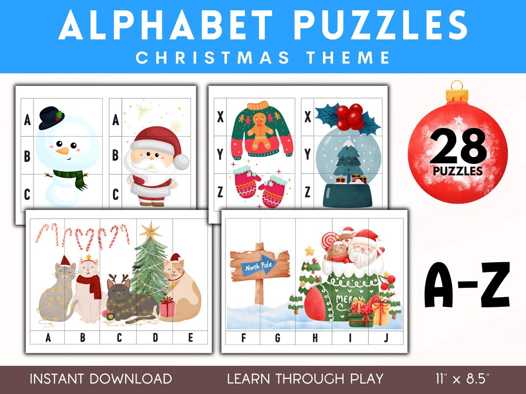 Alphabet Letter Puzzle Kids Alphabet Puzzle Christmas Printable ...