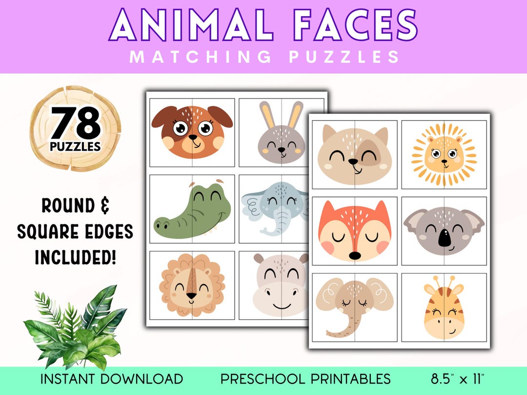 Animal Matching Game for Toddlers, Printable Games for Kids, Matching ...