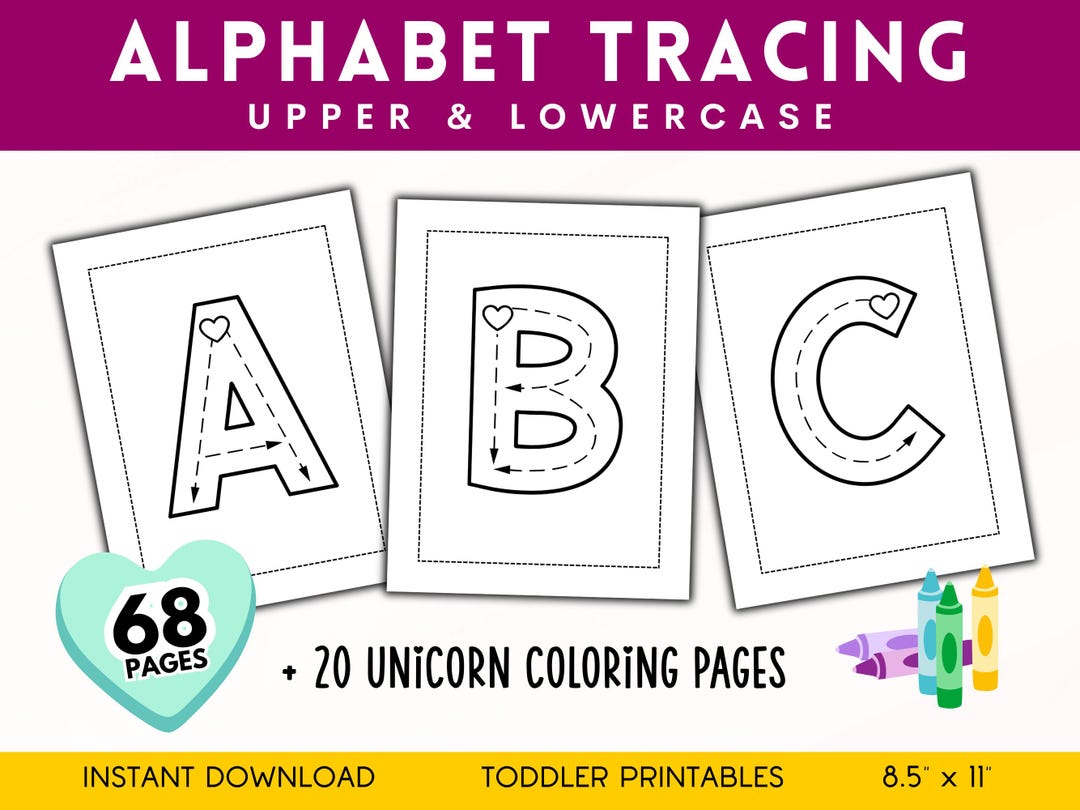 Valentine's Alphabet Tracing Workbook, Preschool Handwriting Practice ...