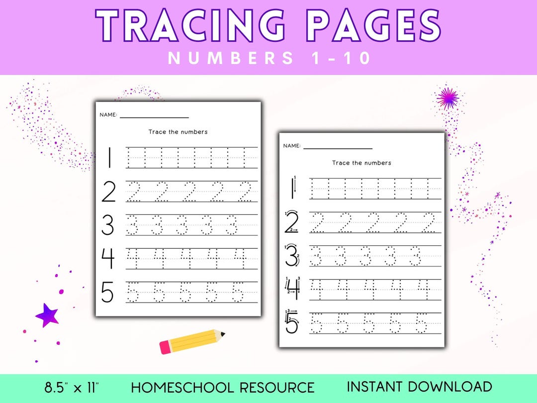 Preschool Number Tracing, Preschool Printables Numbers, Counting to 10 ...