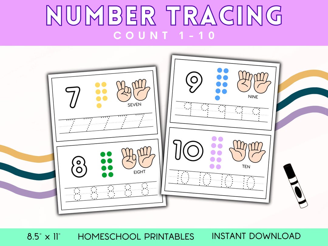 Number Tracing Flashcards, Printable Number Tracing Cards, Preschool ...