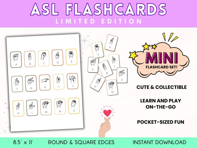 Sign Language Flash Cards, Montessori Cards, ASL Alphabet, School ...