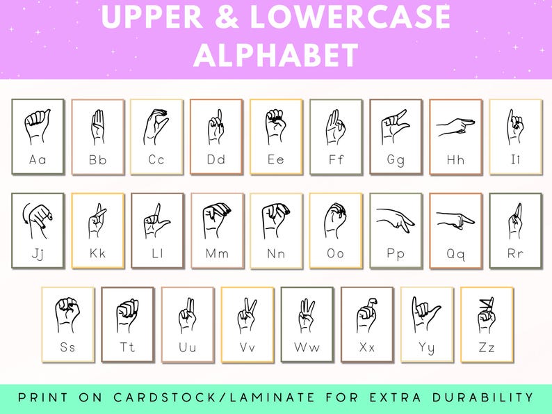 ASL Flashcards Alphabet and Numbers, Sign Language Flashcards for ...