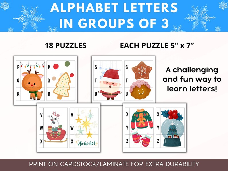 Alphabet Letter Puzzle Kids Alphabet Puzzle Christmas Printable ...