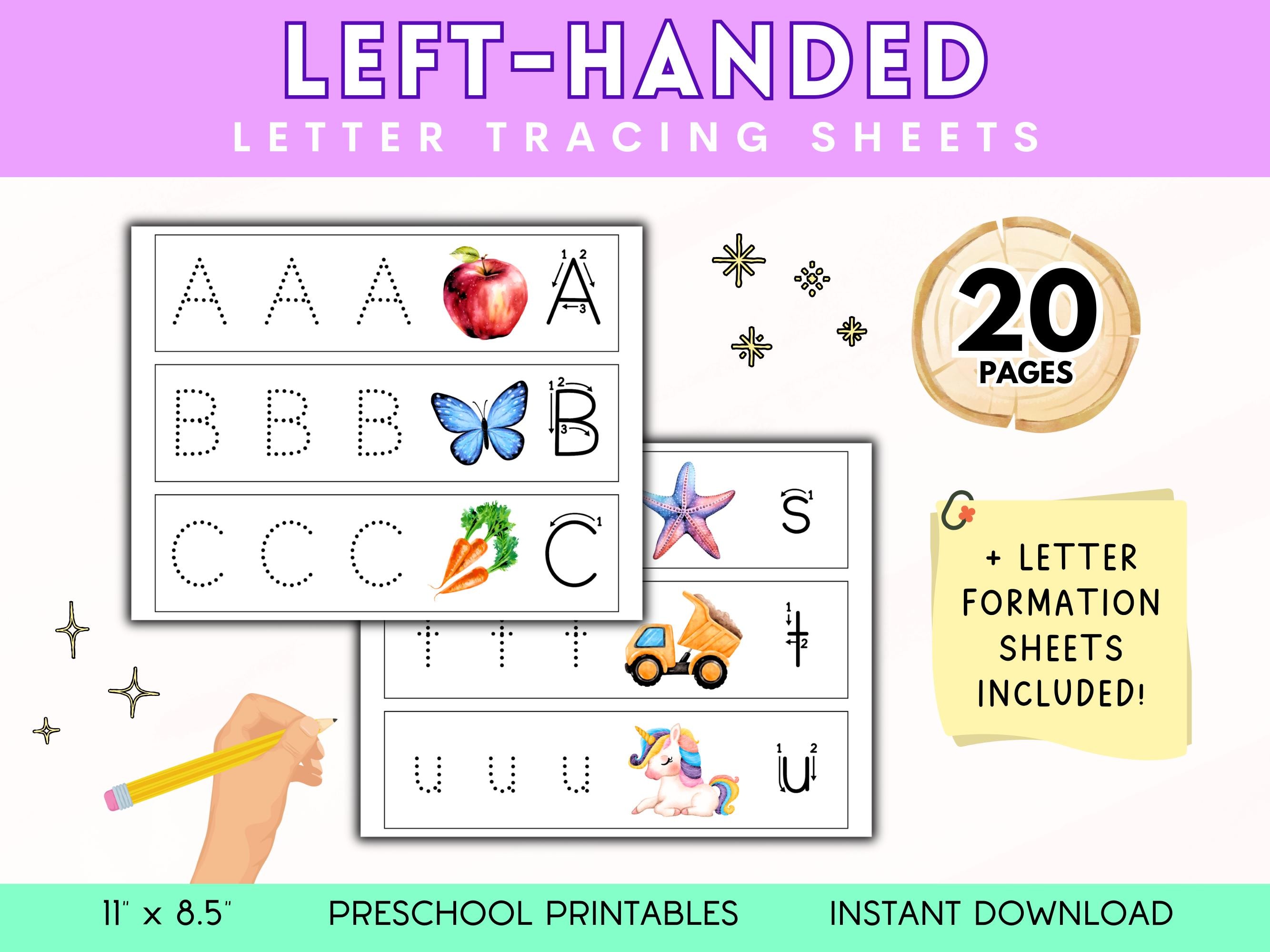 Left-handed Lettering Worksheets Alphabet Tracing Handwriting Practice ...
