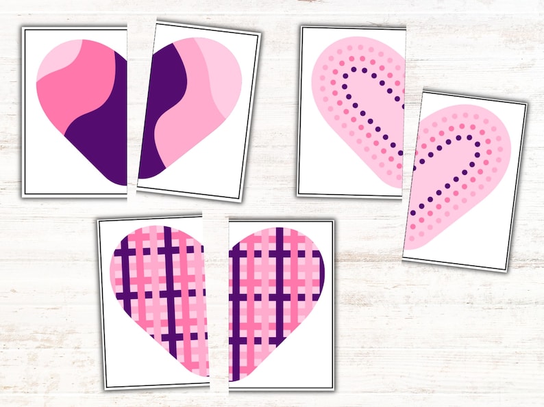 Printable Valentine's Day Activity, Matching Cards for Kids, Heart ...