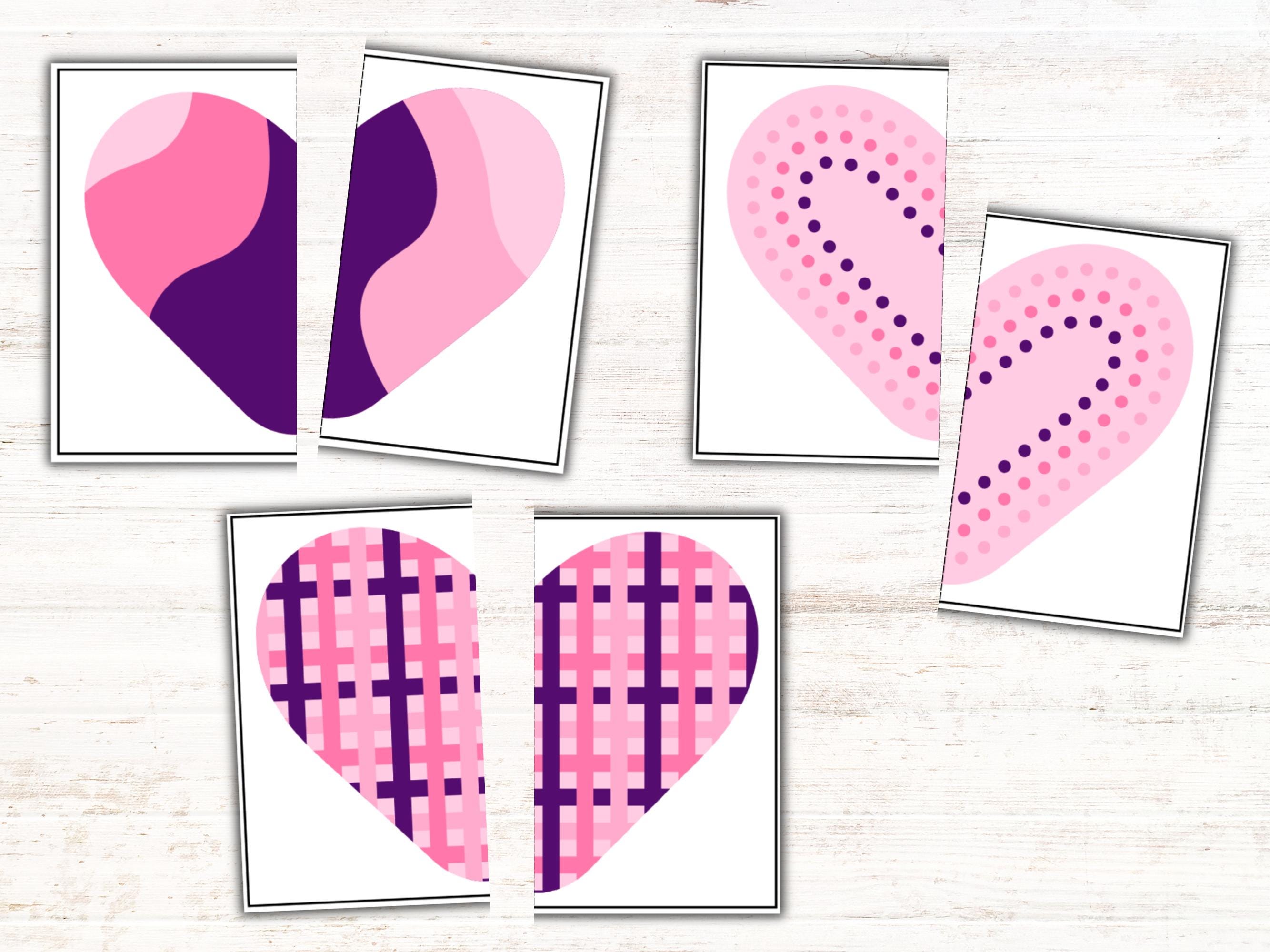 Printable Valentine's Day Activity, Matching Cards for Kids, Heart ...