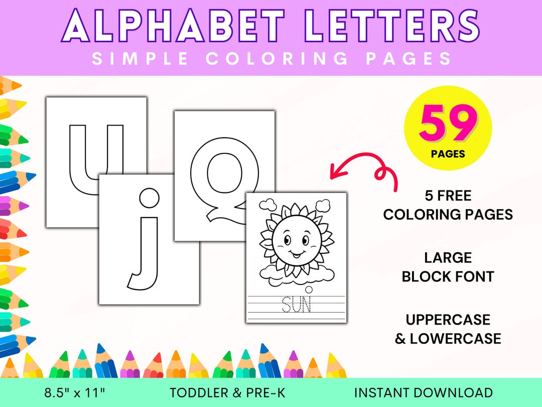 Alphabet Printable Large Coloring Toddlers Pre-k ABC Activity for Kids ...