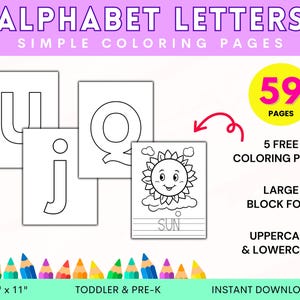 Alphabet Printable Large Coloring Toddlers Pre-k ABC Activity for Kids ...