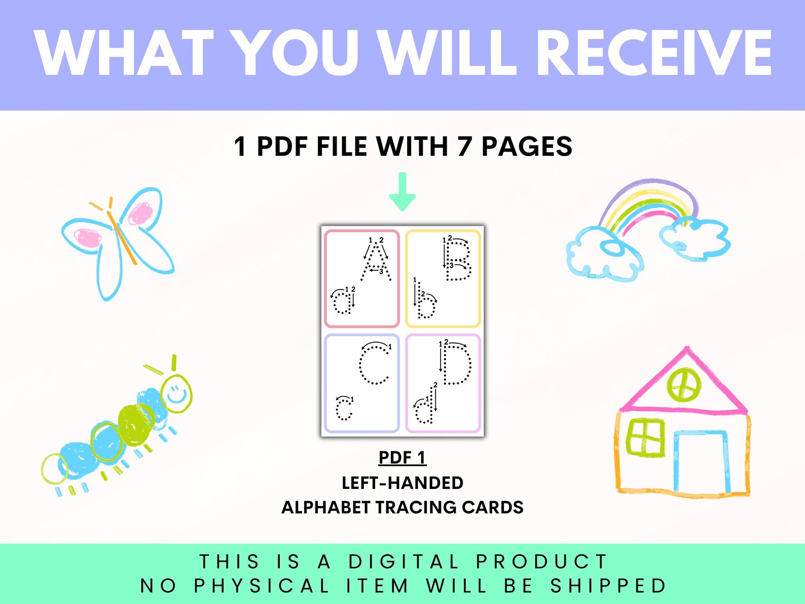 Letter Tracing Cards for Left-handed Kids, Printable Alphabet ...