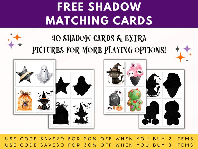 Halloween Matching Card Game Printable Educational Classroom Party ...