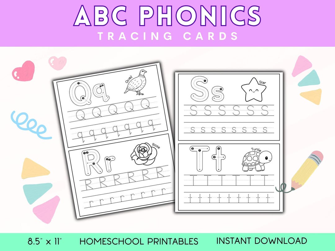 ABC Phonics Tracing Cards, Letter Tracing, Upper & Lowercase, Preschool ...