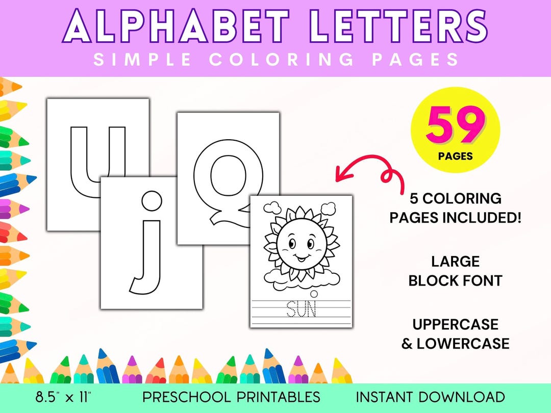 Alphabet Coloring Pages for Toddler, Tracing Worksheets, Uppercase ...