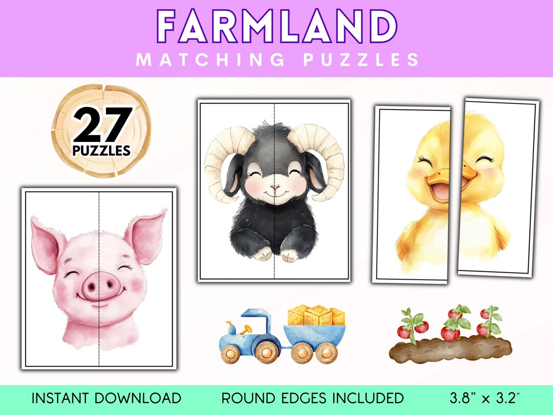 Farm Animal Matching Cards, Printable Kids Game, Preschool Learning ...