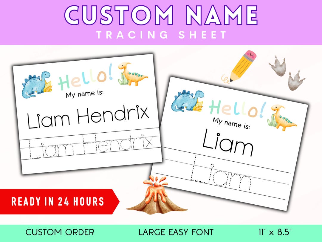 Custom Name Tracing Sheet Handwriting Practice, Personalized Worksheets ...