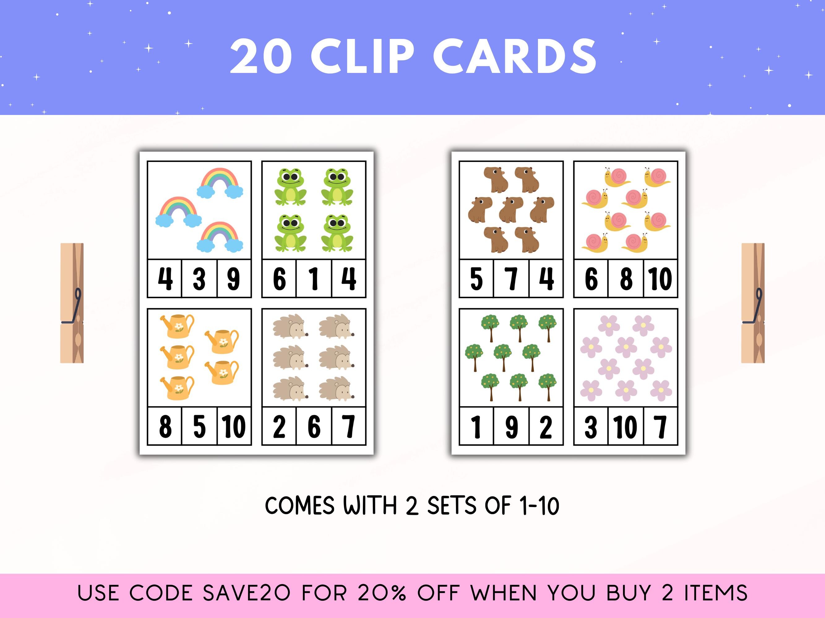 Spring Count and Clip Cards, Counting Flashcards, Montessori Materials ...