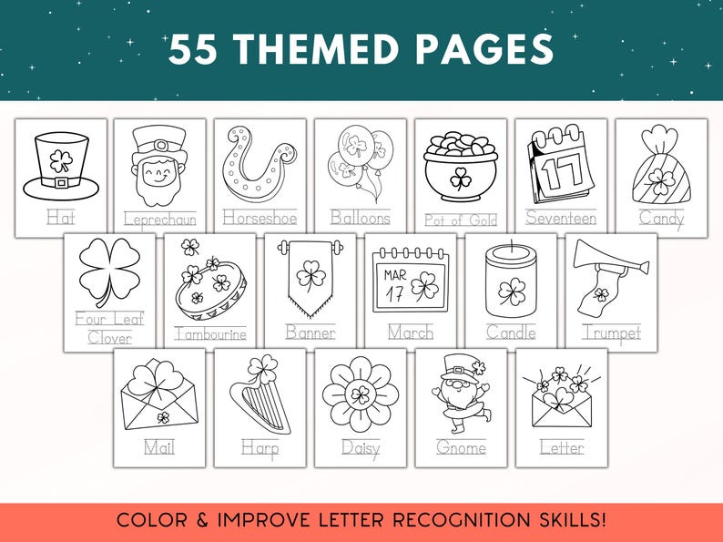 St. Patrick Coloring Pages for Toddlers, Letter Tracing Sheets for Kids ...