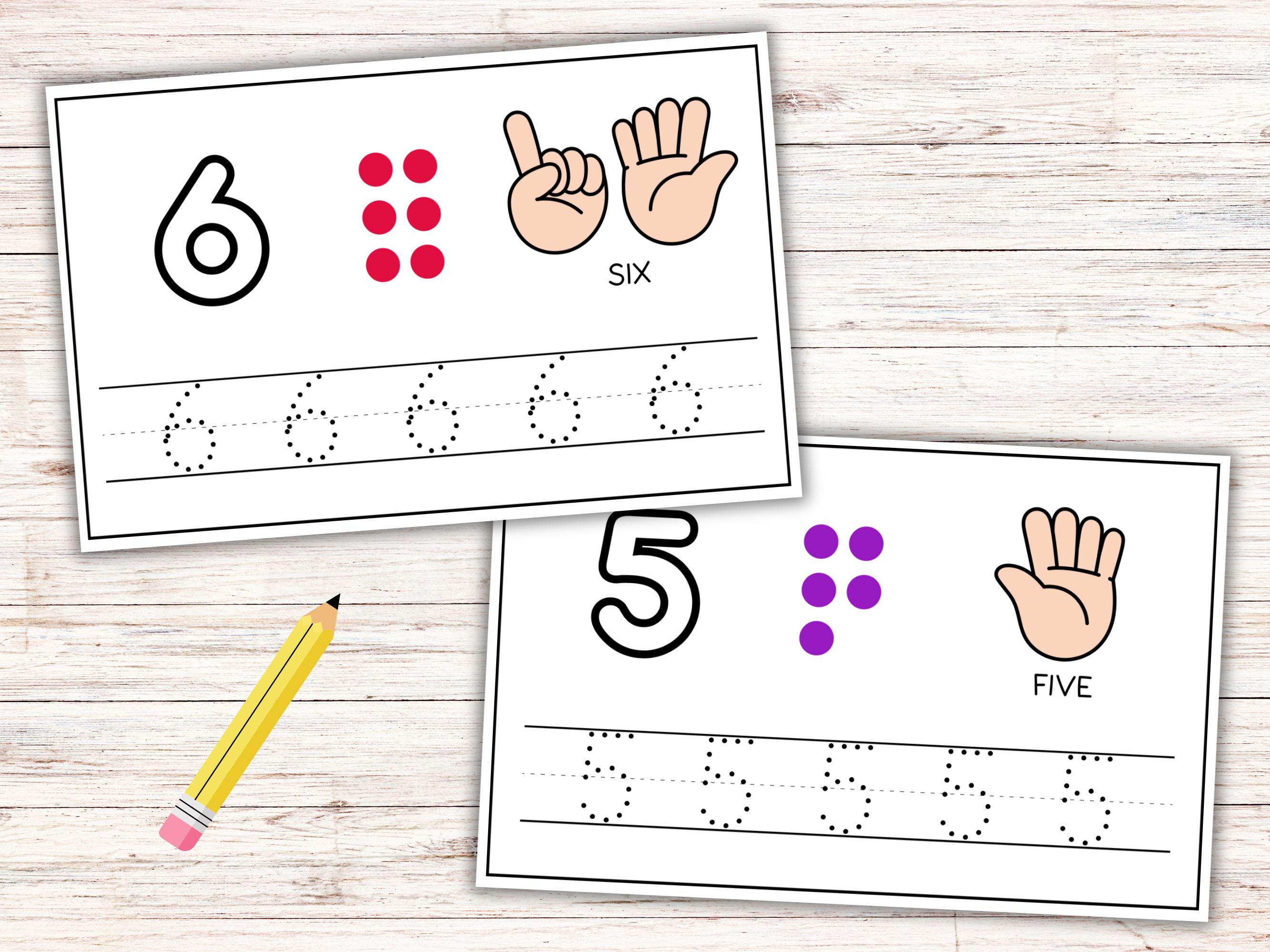 Number Tracing Flashcards, Printable Number Tracing Cards, Preschool ...