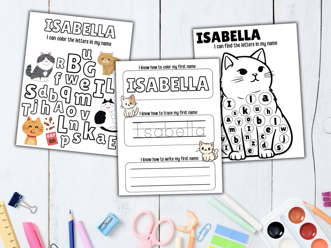 Editable Name Tracing Worksheet: Cat-themed Handwriting Practice, Pre-k ...