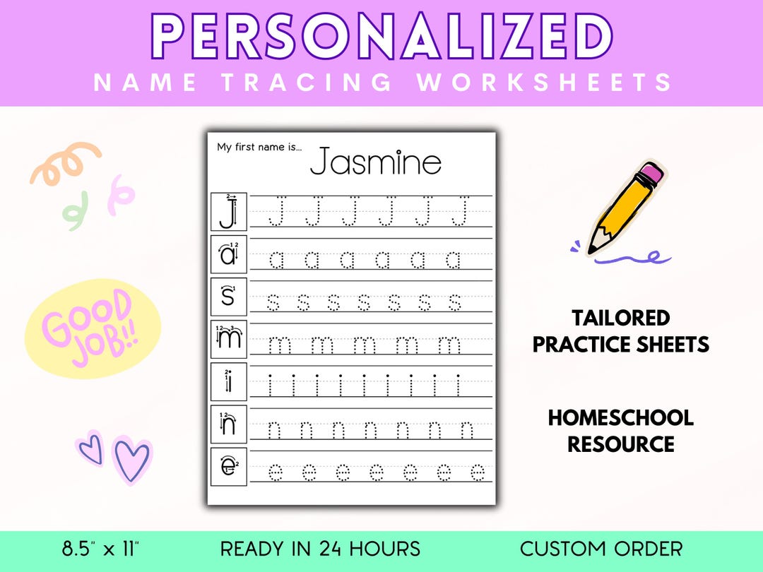 Editable Name Tracing Worksheets, Custom Handwriting Practice for ...