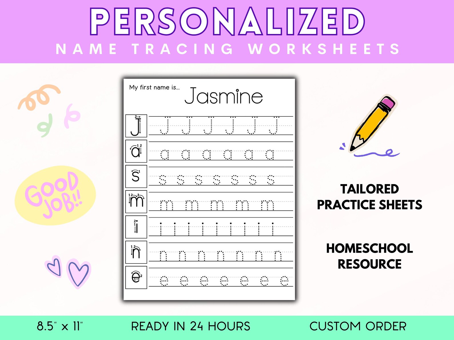 Custom Name Tracing Page, Custom Handwriting Practice for Children ...